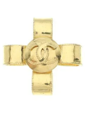 CHANEL | Jewelry | Sold Chanel Cc Logo Cross Ribbon Brooch | Poshmark